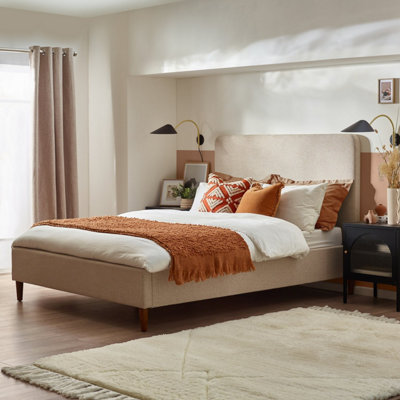 Furniturebox UK King Size Bed Romy Upholstered Cream Kingsize Bed Frame Only No Mattress 100 Recycled