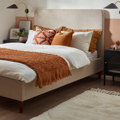 Furniturebox UK King Size Bed - 'Romy' Upholstered Cream Kingsize Bed ...