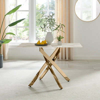 Gold and glass dining table store