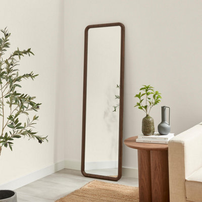 Furniturebox UK Line Walnut Wood Full Length Rectangle 170x50cm Mirror