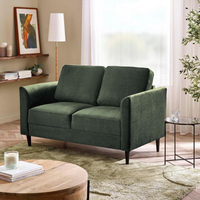 Furniturebox UK Logan Moss Green Fabric 2 Seater Sofa