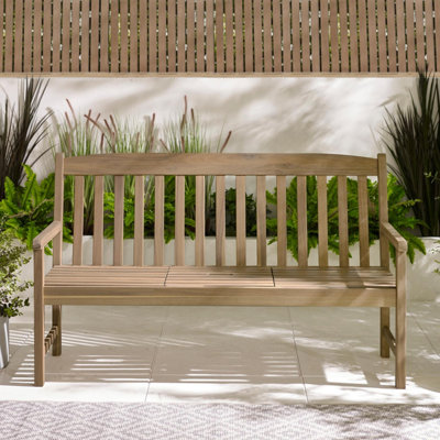 Furniturebox UK Lox Solid Wood 2 Seat Outdoor Bench with Pop-Up Table ...