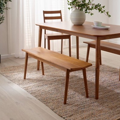 Furniturebox UK Lynton Solid Wood Walnut Effect Large Dining Bench