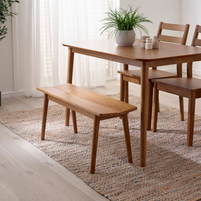 Furniturebox UK Lynton Solid Wood Walnut Effect Small Dining Bench