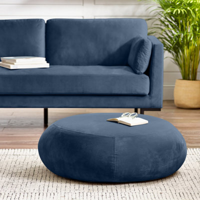 Furniturebox UK Otis Modern Round Velvet Footstool On Wood Frame With ...