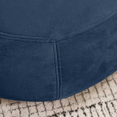 Furniturebox UK Otis Modern Round Velvet Footstool On Wood Frame With ...