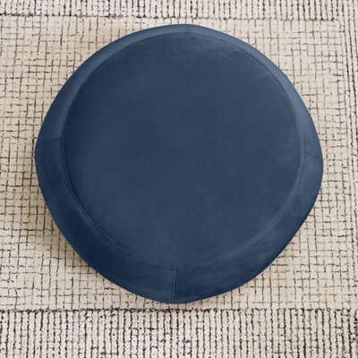 Furniturebox UK Otis Modern Round Velvet Footstool On Wood Frame With ...