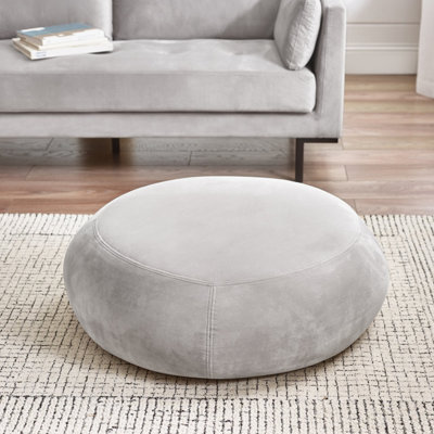 Furniturebox UK Otis Modern Round Velvet Footstool On Wood Frame With ...