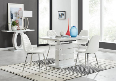 Furniturebox UK Renato 120cm High Gloss Extending Dining Table and 4 ...