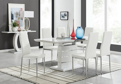 Furniturebox UK Renato 120cm High Gloss Extending Dining Table and 6 ...