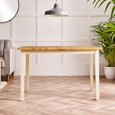 Furniturebox UK Salcombe Oak and Cream Solid Wood Extendable Dining Table