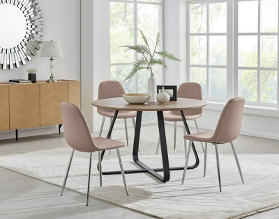Furniturebox UK Santorini Brown Round Round Dining Table And 4 ...