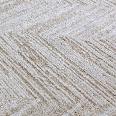 Furniturebox UK Savannah Cream Textured Cross Pattern Rug 200x300