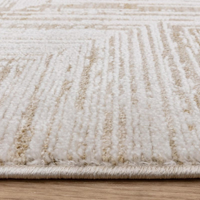 Furniturebox UK Savannah Cream Textured Cross Pattern Rug 200x300