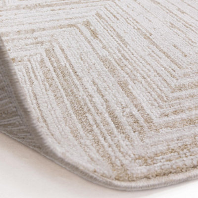 Furniturebox UK Savannah Cream Textured Cross Pattern Rug 200x300
