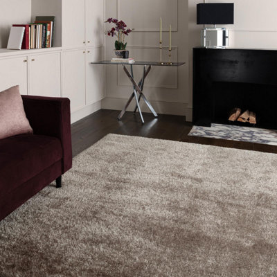 Furniturebox UK Selby Taupe Shaggy Rug 160x230