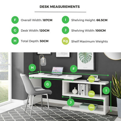 Siena white high gloss rotating computer desk store
