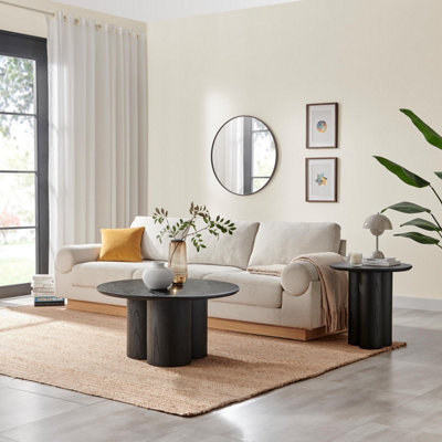 Furniturebox UK Sutton Round Black Veneer Wood Coffee Table