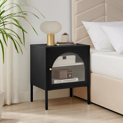 Furniturebox UK Urbi Black Metal Bedside Table