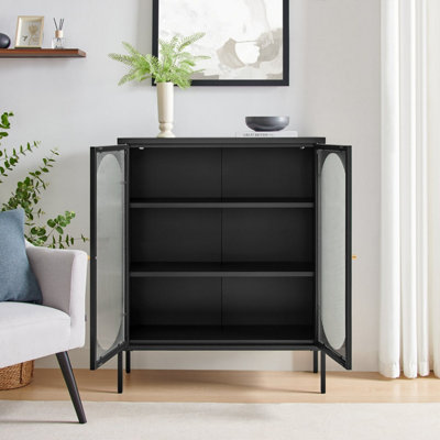 Furniturebox UK Urbi Medium Black Metal Cabinet