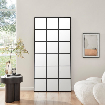 Furniturebox UK Yoko Large Full Length Black Window Wall Mirror | DIY ...