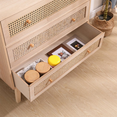 FurnitureHMD 3-Drawer Ratten Bedroom Dresser,Chest of Drawer,Storage ...