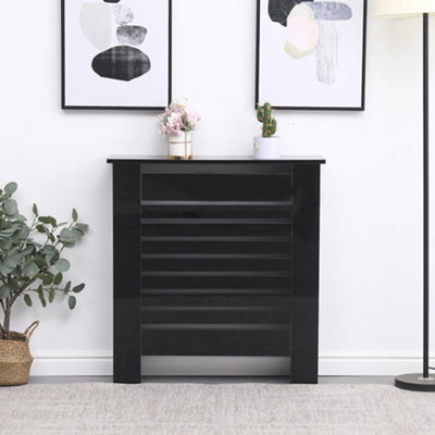 FurnitureHMD Modern Radiator Cover High Gloss Black Decorative Cabinet ...