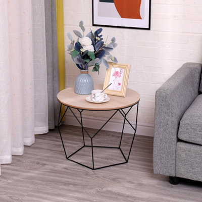 FurnitureHMD Set of 2 Metal Wire Coffee Table Side Table with Storage Metal Basket Removable Top