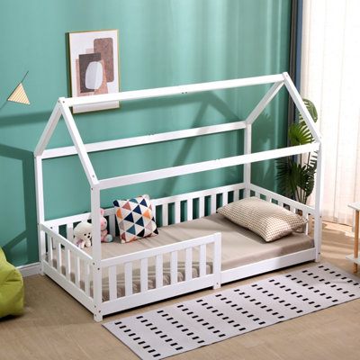 FURNITUREHMD TREEHOUSE STYLE BED FRAME,SOLID PINE WOOD, SINGLE BED ...