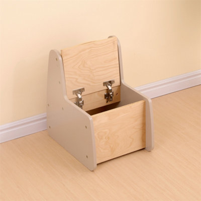 FurnitureHMD Wooden Toddler Stool,Sturdy Design with Hidden Storage And ...