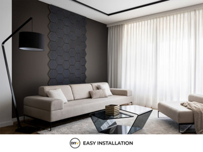 Fuse Acoustic Wooden Hexagon Wall Panel in Charcoal Oak