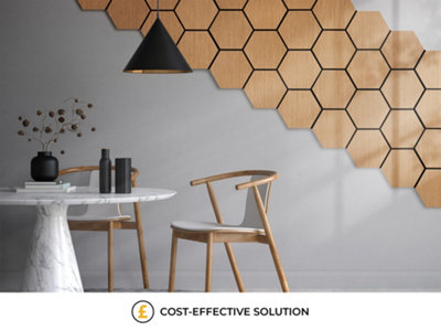 Fuse Acoustic Wooden Hexagon Wall Panel in Natural Oak