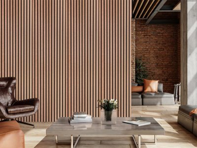 Fuse Acoustic Wooden Wall Panel in Brushed Copper, 2.4m x 0.6m | DIY at B&Q