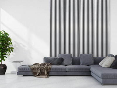 Fuse Acoustic Wooden Wall Panel in Brushed Steel, 2.4m x 0.6m | DIY at B&Q