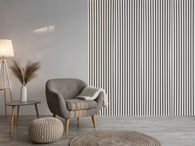 Fuse Acoustic Wooden Wall Panel in White Oak, 2.4m x 0.6m | DIY at B&Q