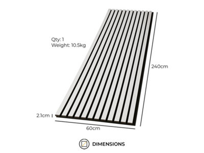 Fuse Acoustic Wooden Wall Panel in White Oak, 2.4m x 0.6m