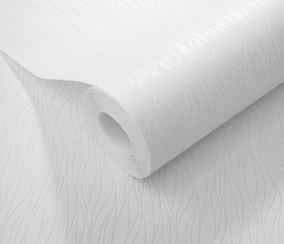 Fushion waves - Textured White Paintable Wallpaper - Paste the Wall