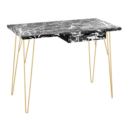 Fusion Desk Black Marble W 100 x L 50 x H 75 cm | DIY at B&Q