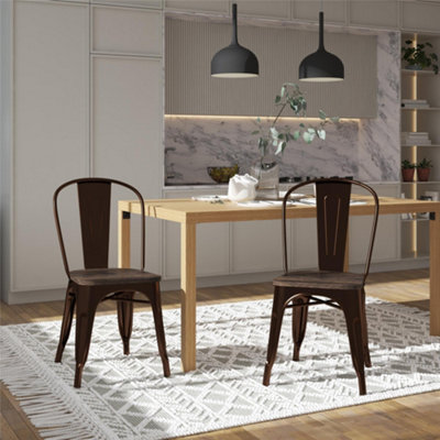 Fusion Dining Chair in Metal Antique Bronze, 2 pieces