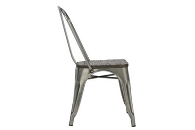 Fusion Dining Chair in Metal in Gun metal, 2 pieces