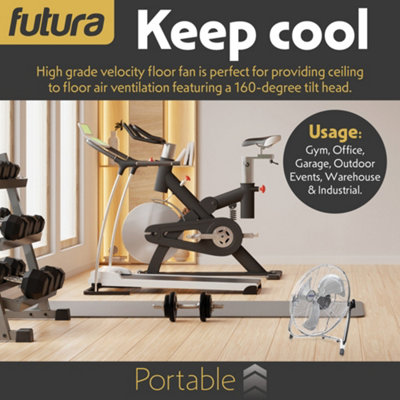 Futura 14 Inch Floor Fan High Velocity Portable Chrome Fan Adjustable 3 ...
