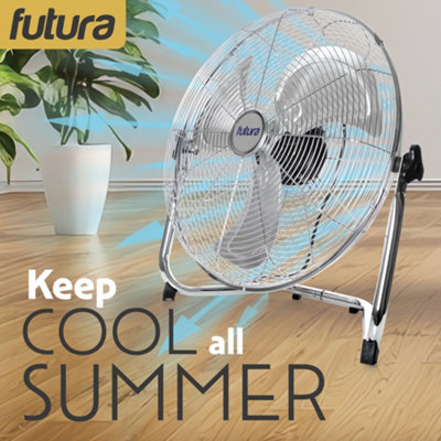 Futura 14 Inch Floor Fan High Velocity Portable Chrome Fan Adjustable 3 ...