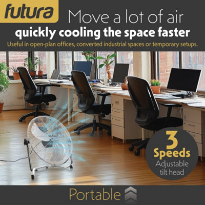 Futura 20 Inch Floor Fan High Velocity Portable Chrome Fan Adjustable 3 ...