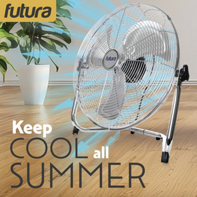 Futura 20 Inch Floor Fan High Velocity Portable Chrome Fan Adjustable 3 ...