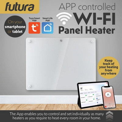Futura Electric 1000W WIFI Glass Radiator Panel Heater White Wall ...