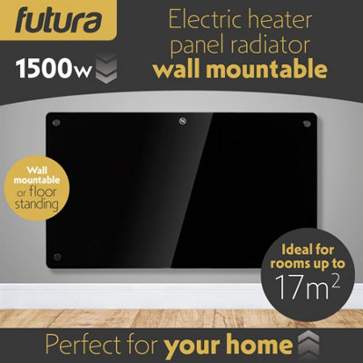 Futura Electric 1500W WIFI Glass Radiator Panel Heater Black Wall ...
