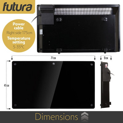 Futura Electric 1500W WIFI Glass Radiator Panel Heater Black Wall ...