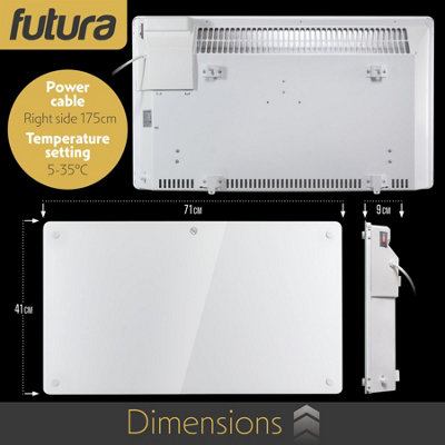 Futura Electric 1500W WIFI Glass Radiator Panel Heater White Wall ...