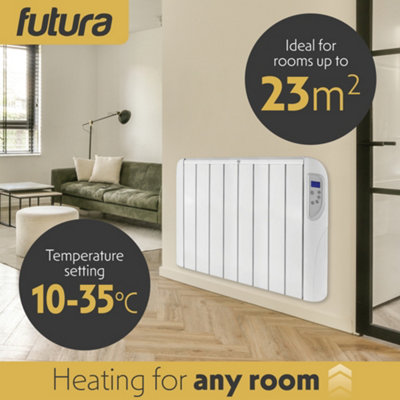 Futura Electric 2000W Radiator Panel Heater Wall Mounted Advanced Timer ...
