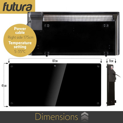 Futura Electric 2000W WIFI Glass Radiator Panel Heater Black Wall ...